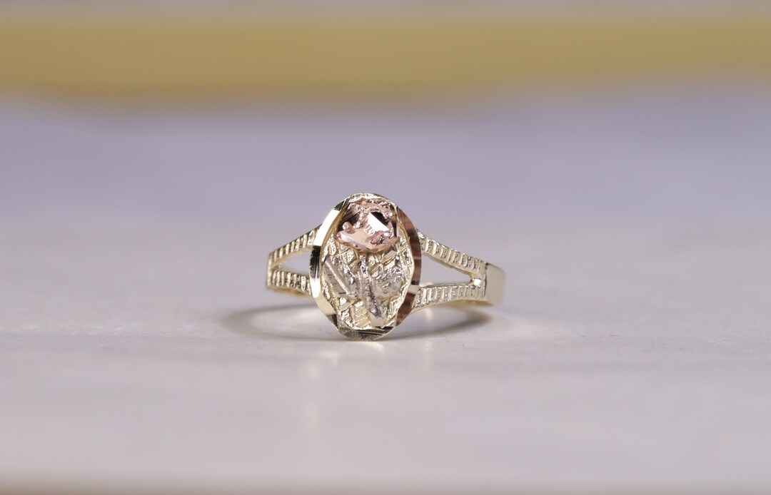 10K Gold Elegant Rose Flower Ring / 10K Gold Stacking Ring / Cute Ring ...