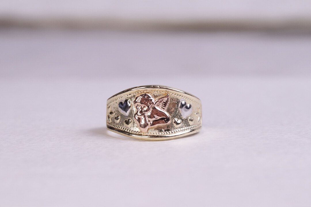 10k Real Gold Cupid Angel Ring for Women / Religious Ring / Blessed ...
