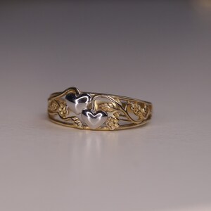 14K Gold Double Heart Flower Rings / High Quality Love Rings / Gifts ...