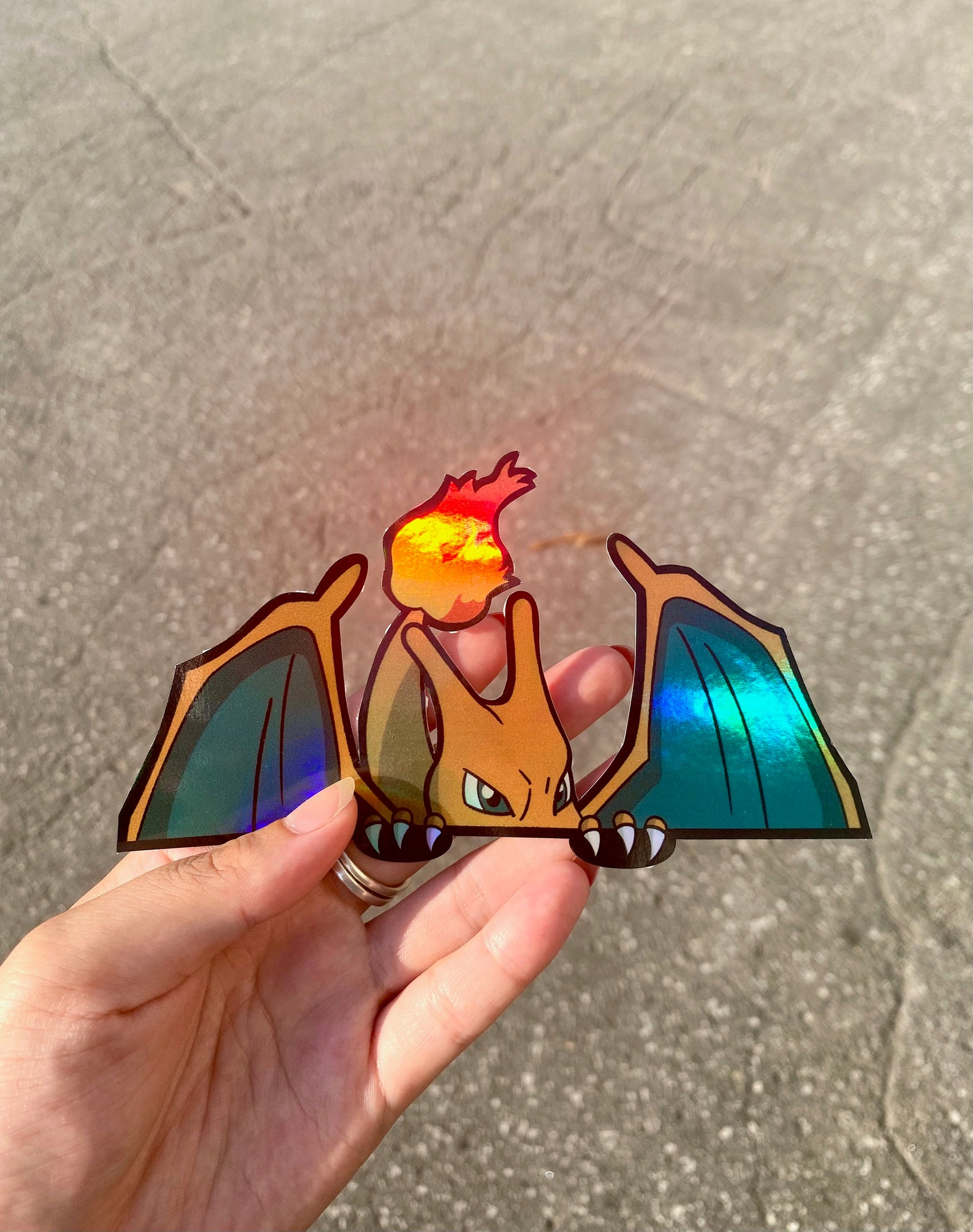 Holo Charizard Peeker Sticker - Etsy