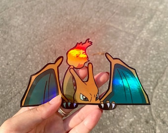 Holo Shiny Charizard Peeker Sticker - Etsy