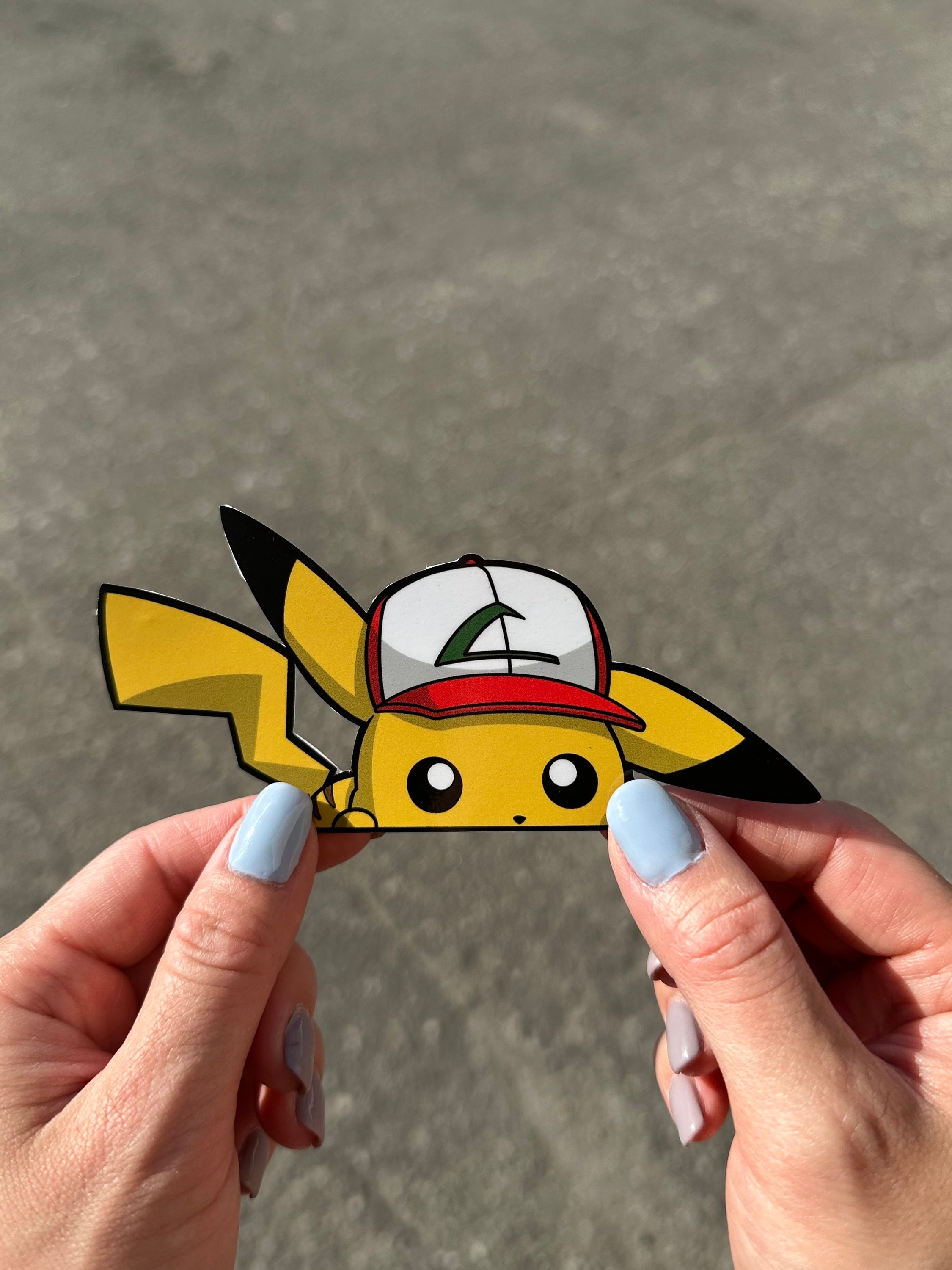 Pikachu Wearing Ash Hat Peeker Sticker - Etsy