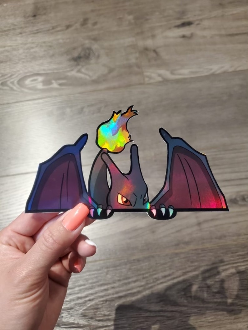 Holo Shiny Charizard Peeker Sticker - Etsy