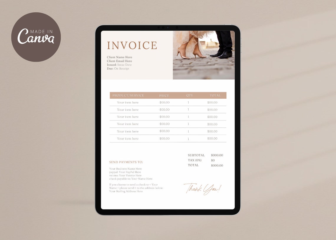 Photo Invoice Template Photography Marketing Small Business Invoice ...