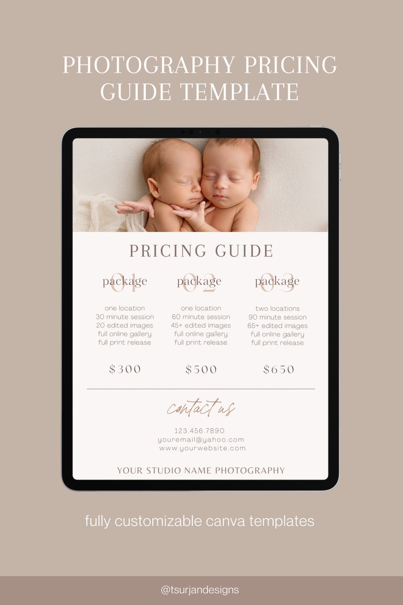Newborn Photography Pricing Template Price List Template Photography Pricing Guide Fully ...