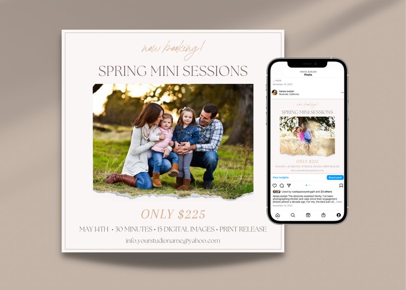 Photography Marketing Template Spring Mini Session Template Instagram ...