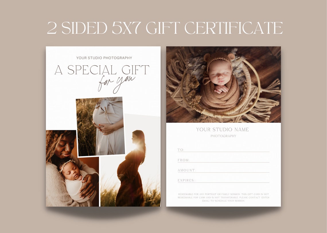 Newborn Photography Gift Card Printable Gift Certificate Template ...
