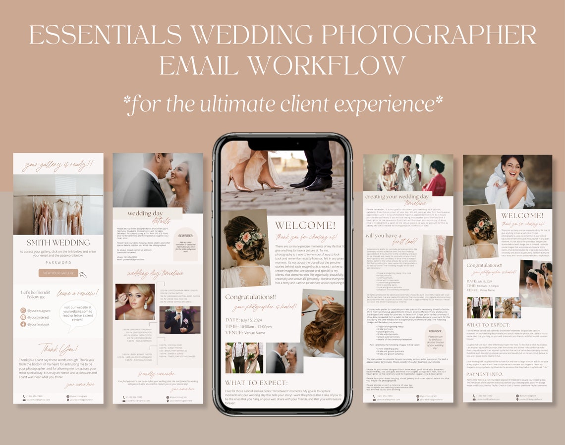 Wedding Photographer Email Marketing Template Bundle Client Workflow ...