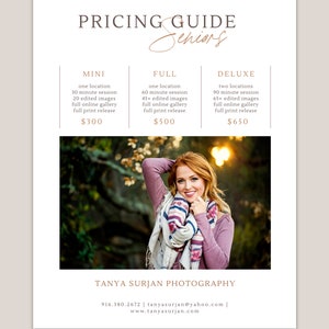 Senior Photography Pricing Template Price List Template Photography ...