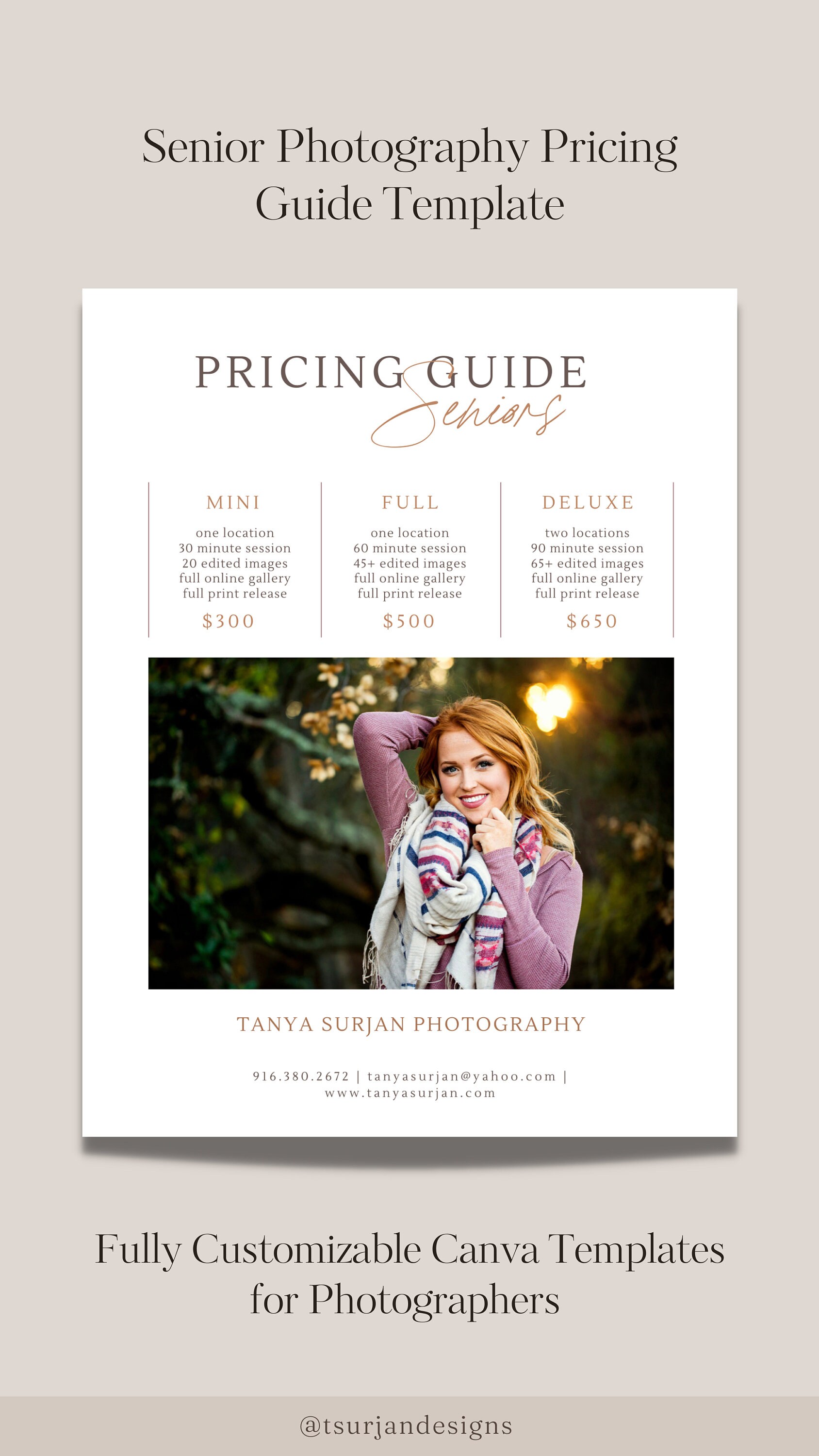 Senior Photography Pricing Template Price List Template Photography ...