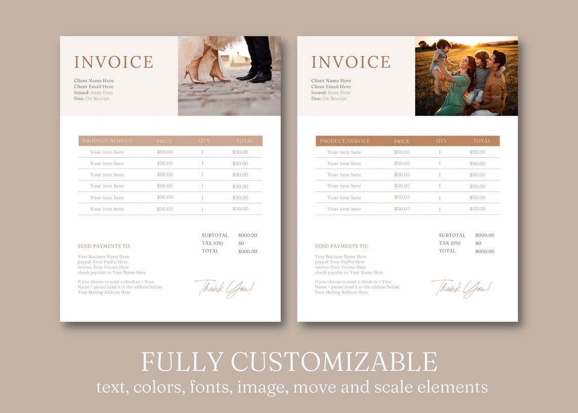 Photo Invoice Template Photography Marketing Small Business Invoice ...