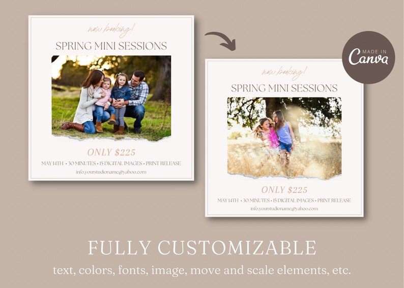 Photography Marketing Template Spring Mini Session Template Instagram ...