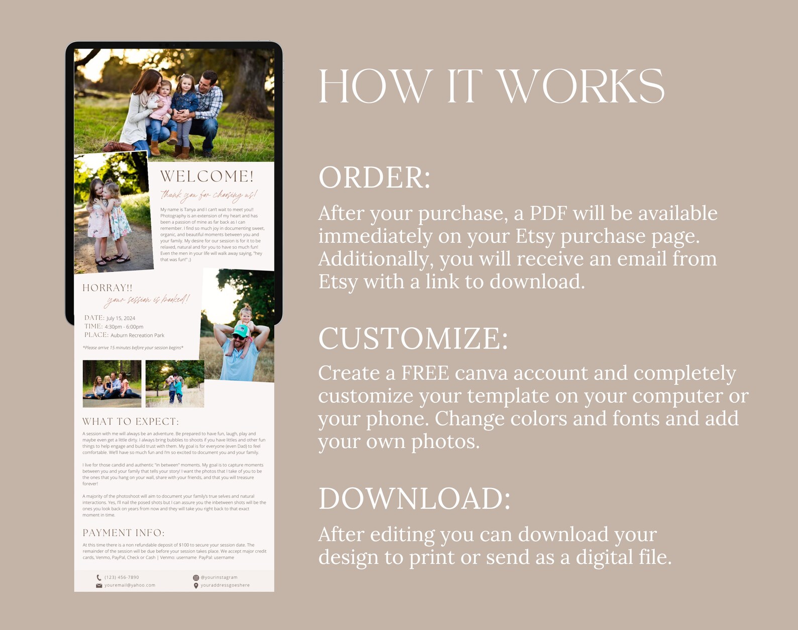 Family Photography Welcome Guide Template Email Marketing Template for ...