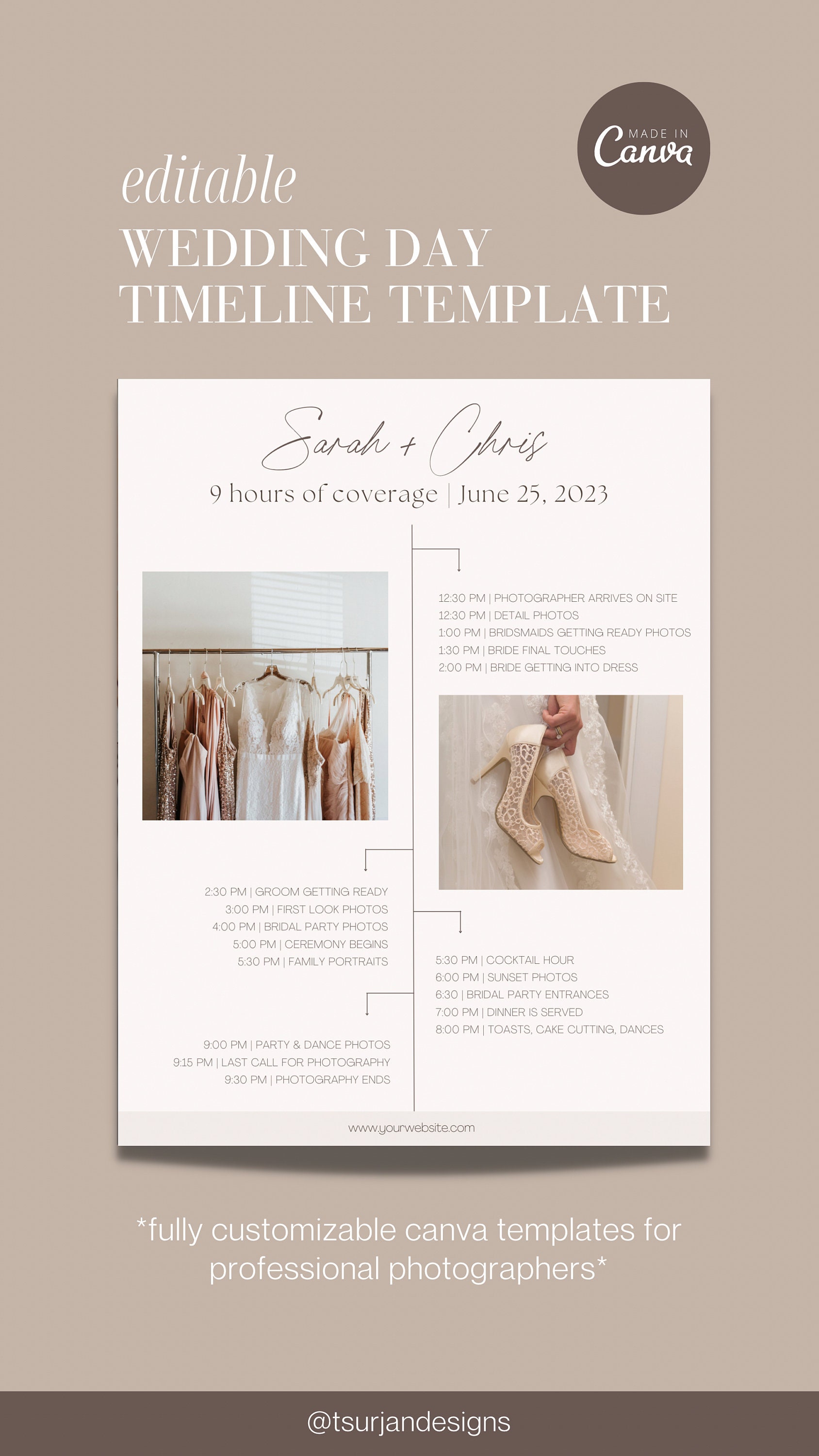 Photography Wedding Timeline Template Customizable Canva Template ...