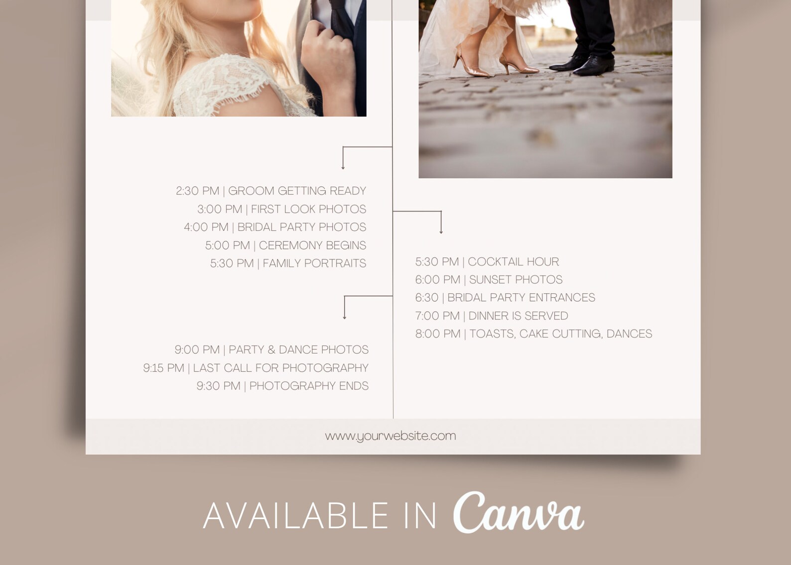 Photography Wedding Timeline Template Customizable Canva Template ...