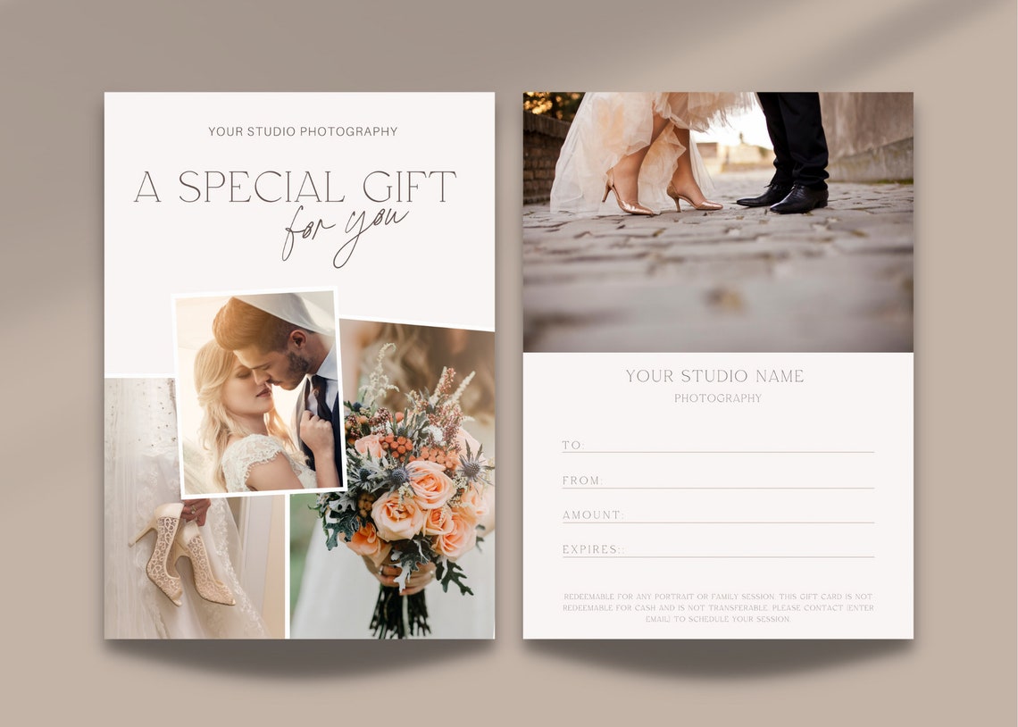 Printable Gift Card Template Wedding Photography Gift - Etsy