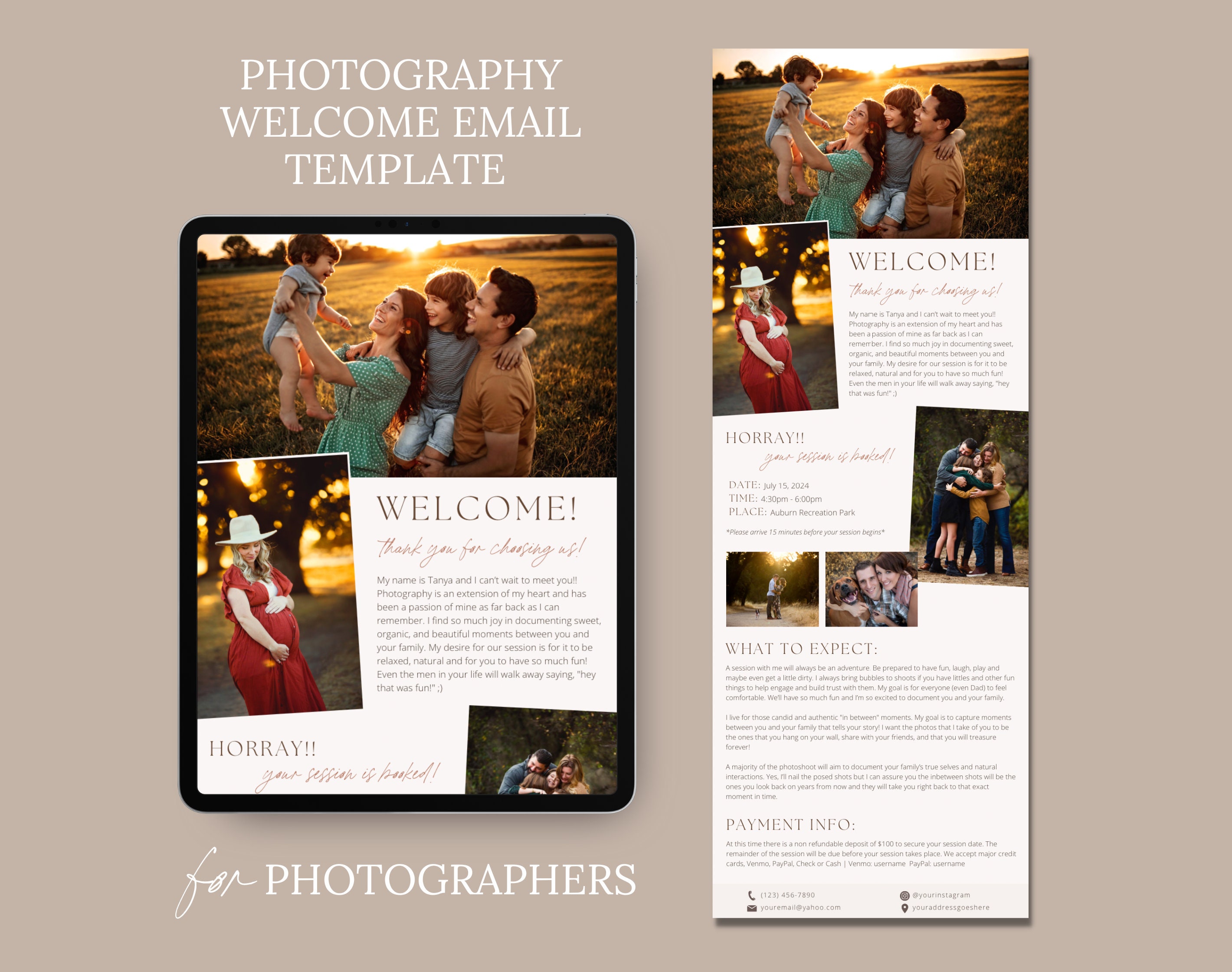 Family Photography Welcome Guide Template Email Marketing Template for ...