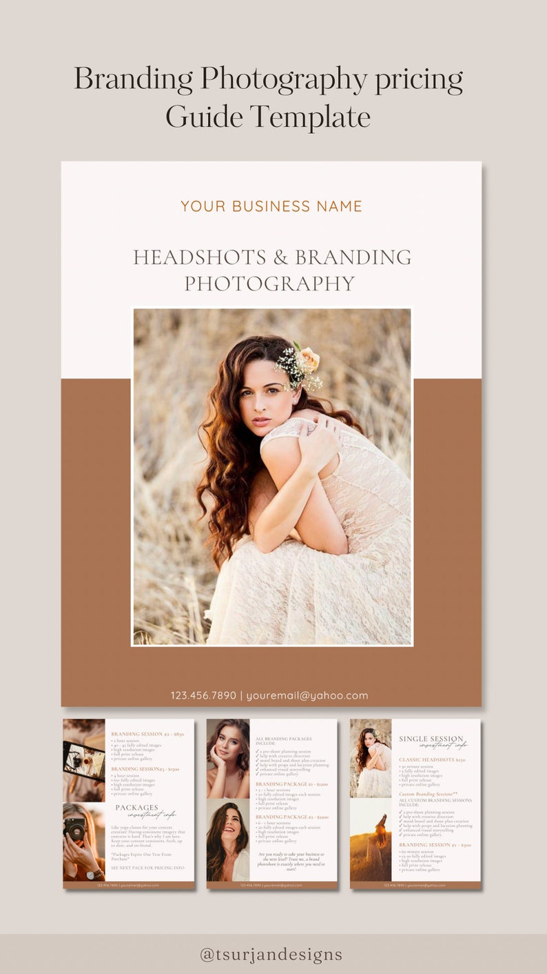 Branding Photography Pricing Template Branding Photographer Printable Price List Headshot and ...