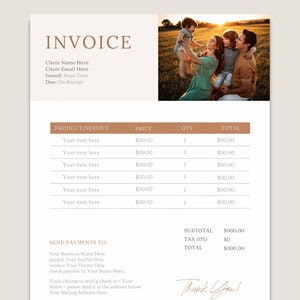 Photo Invoice Template Photography Marketing Small Business - Etsy