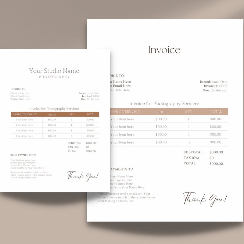Photography Invoice - Etsy