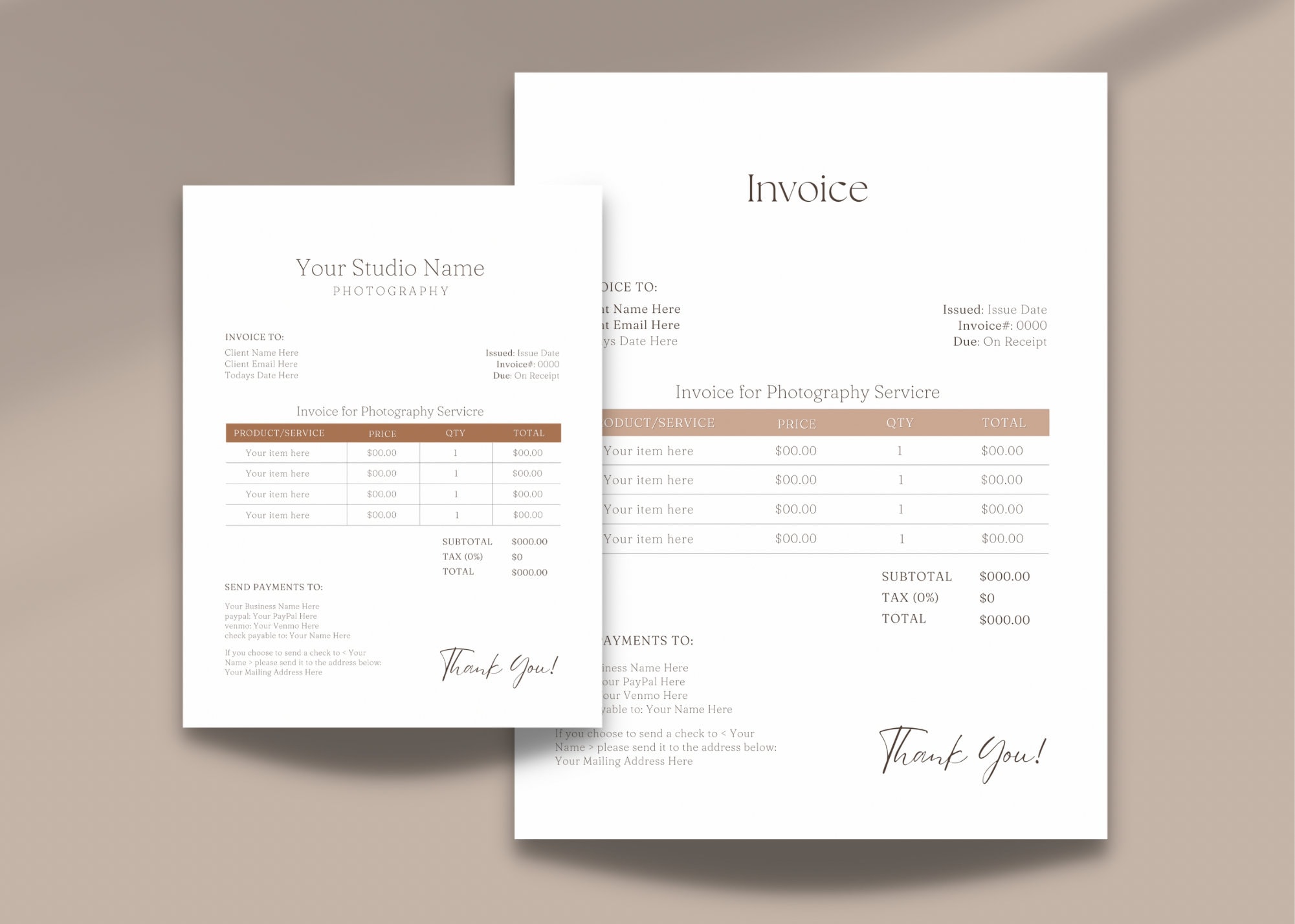 Photography Invoice Template Marketing Small Business Invoice Editable ...
