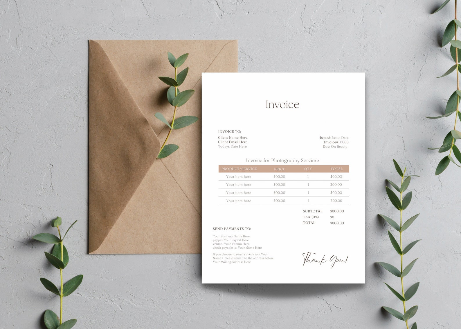 Photography Invoice Template Marketing Small Business Invoice Editable ...