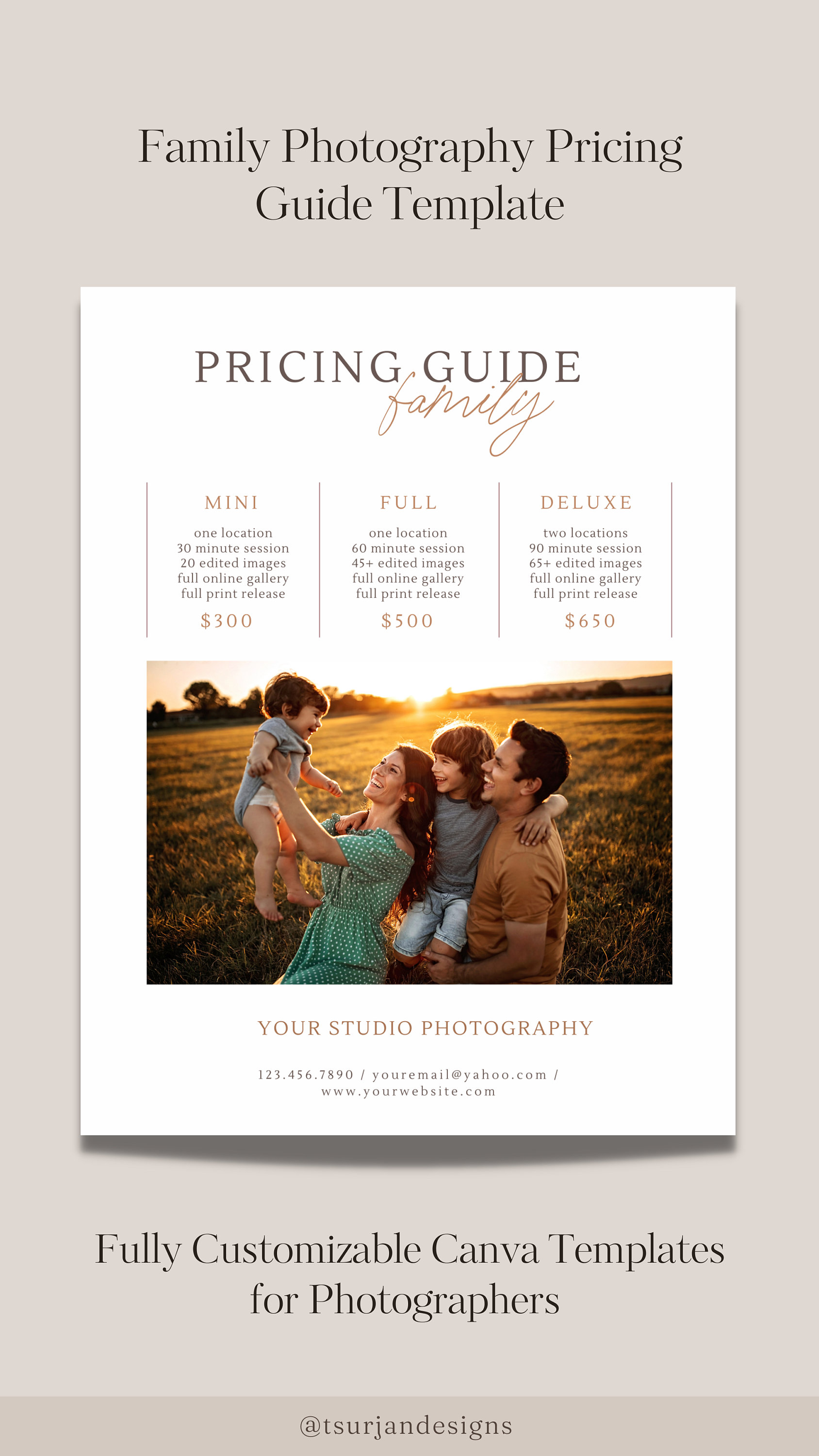 Family Photography Pricing Template Price List Template Photography ...
