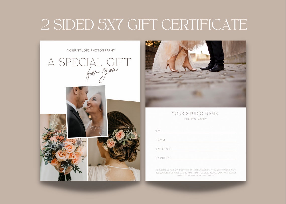 Printable Gift Card Template Wedding Photography Gift - Etsy
