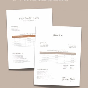 Photography Invoice Template Marketing Small Business Invoice Editable ...