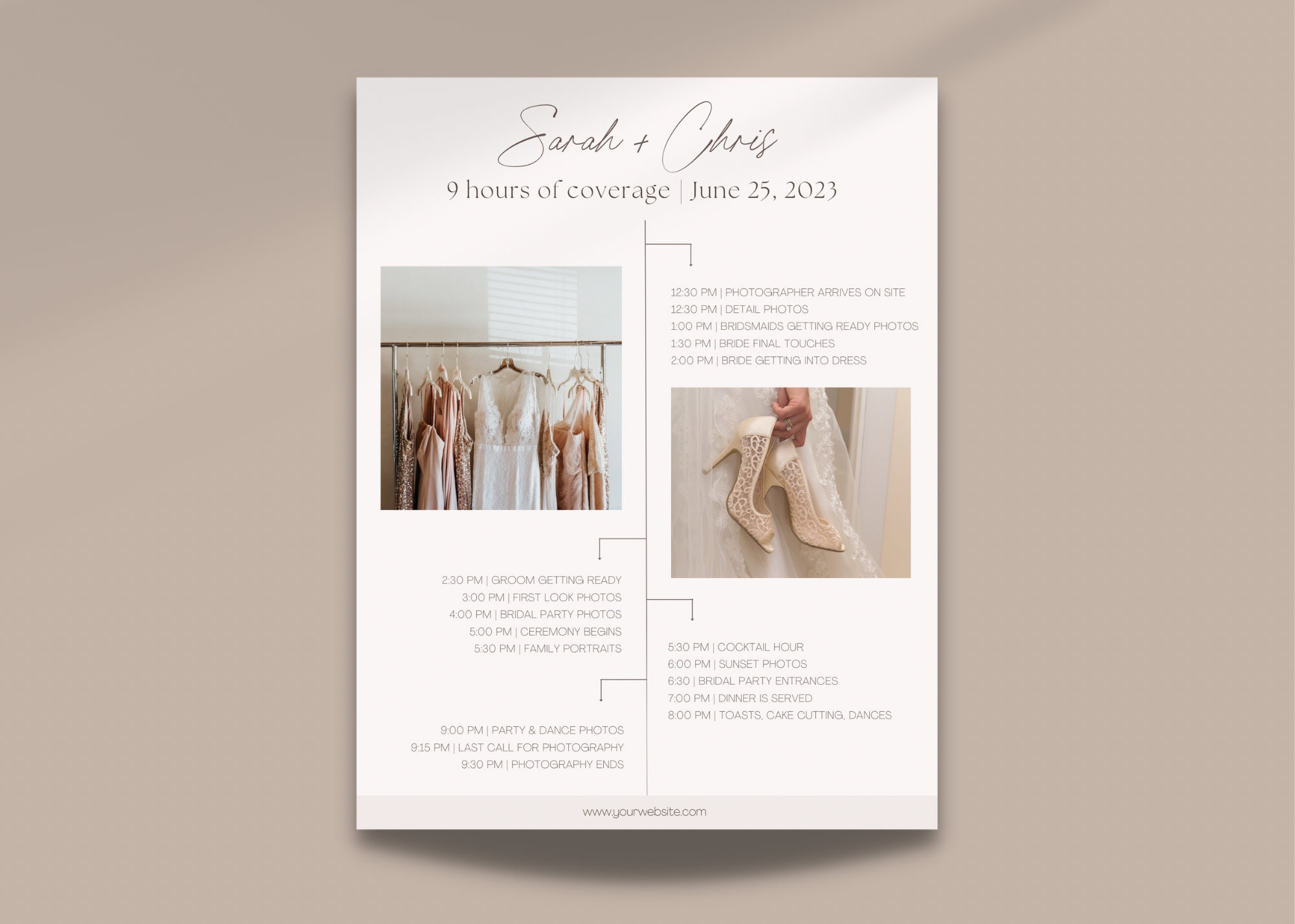 Photography Wedding Timeline Template Customizable Canva Template ...