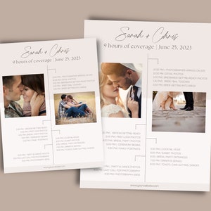 Photography Wedding Timeline Template Customizable Canva Template ...