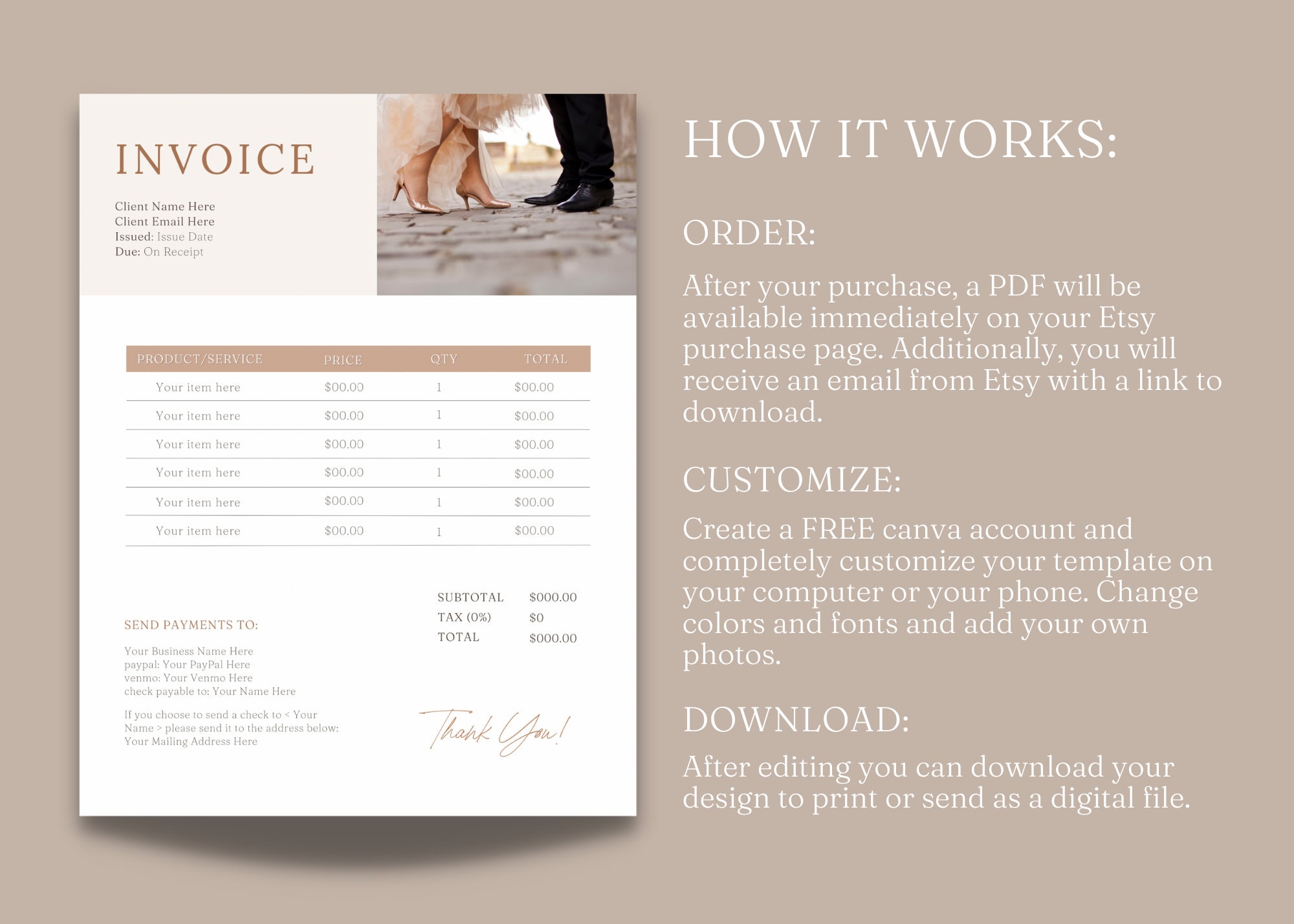 Photo Invoice Template Photography Marketing Small Business Invoice ...