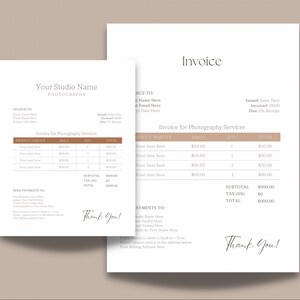 Photography Invoice Template Marketing Small Business Invoice Editable ...