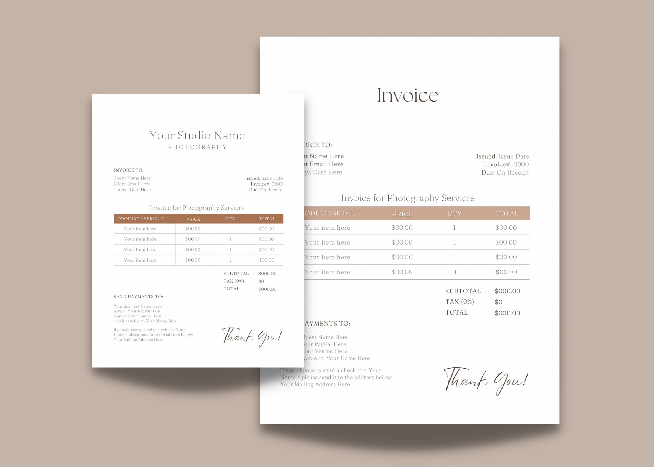 Photography Invoice Template Marketing Small Business Invoice Editable ...
