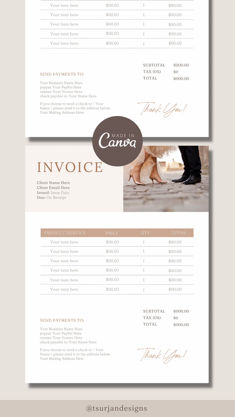 Photo Invoice Template Photography Marketing Small Business Invoice ...