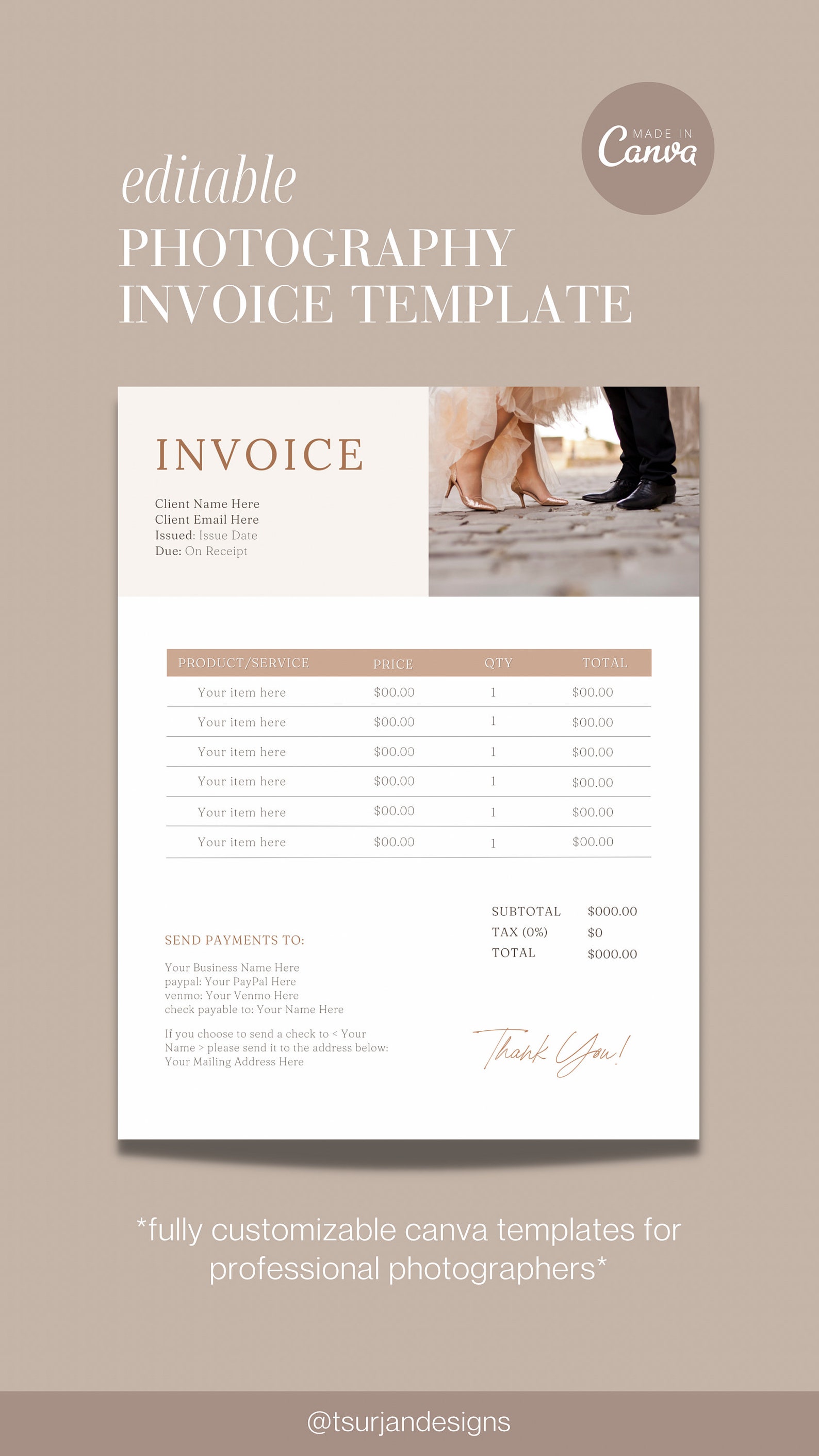 Photo Invoice Template Photography Marketing Small Business Invoice ...