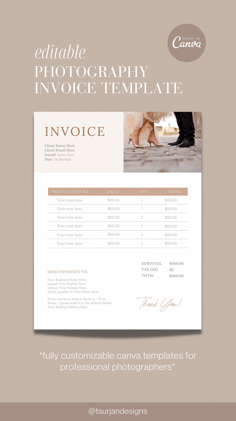 Photo Invoice Template Photography Marketing Small Business Invoice ...
