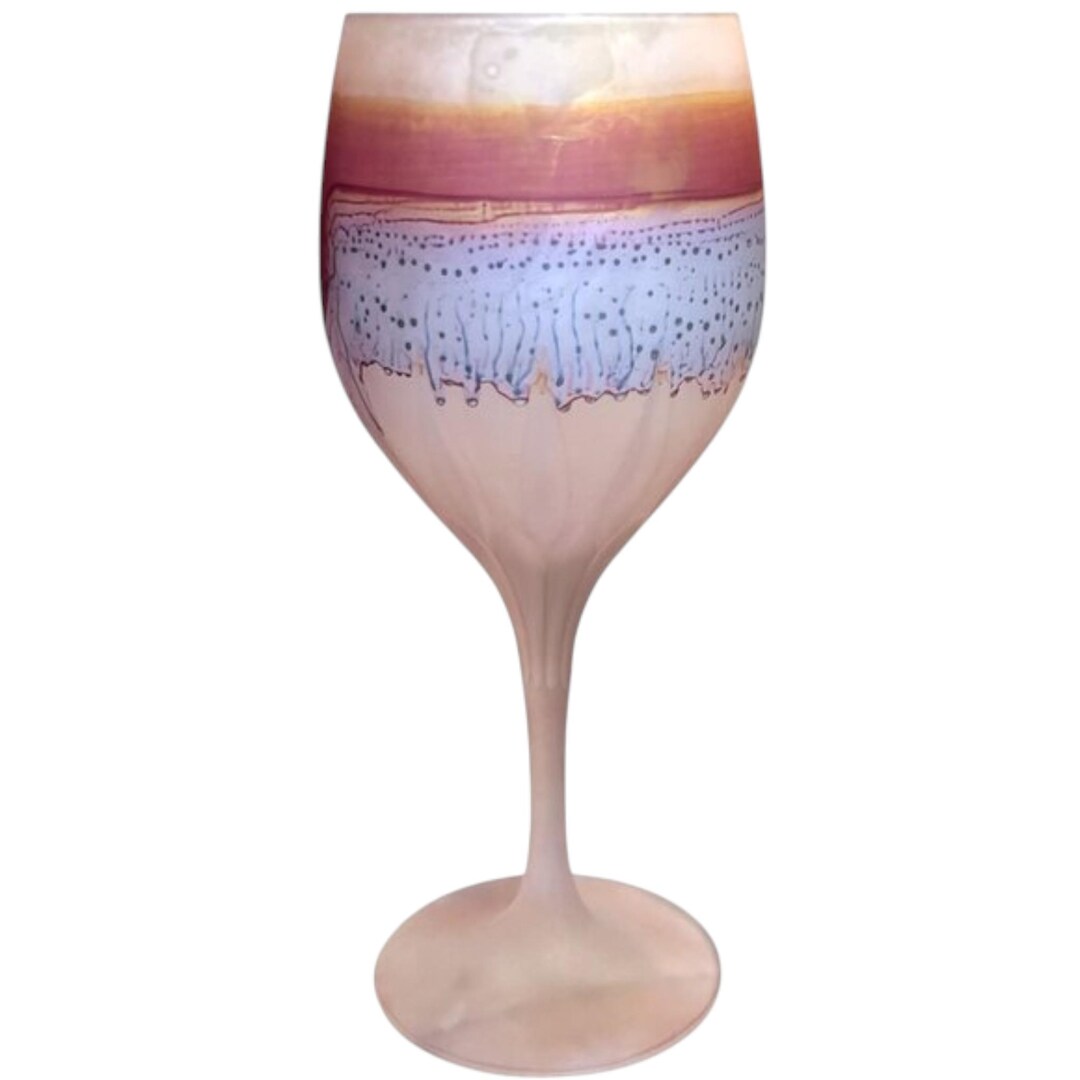 Vintage Rueven Art Glass Goblet | Handblown Frosted Stemware - Etsy