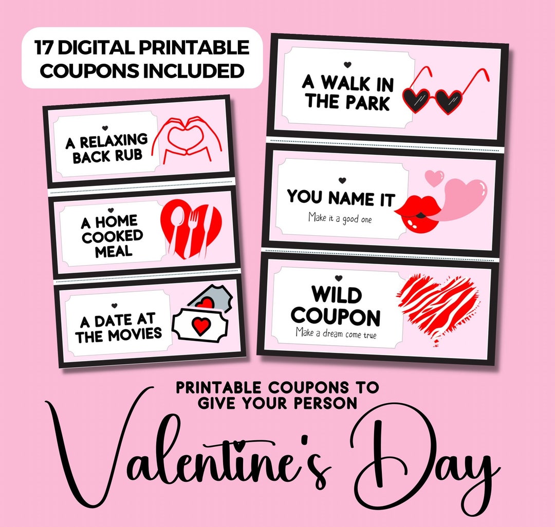 Digital Love Printable Valentine Coupons for Spouse, Valentine Gift for ...
