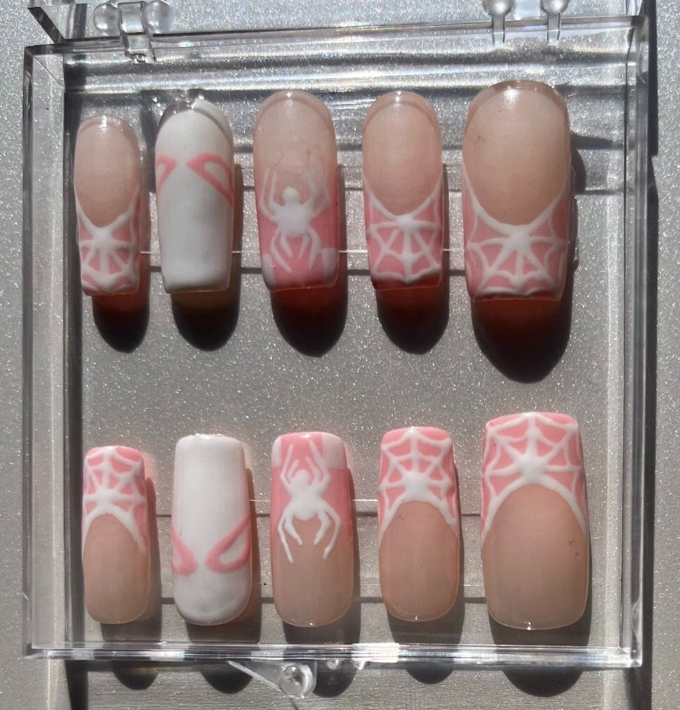 Spiderman Nails Press Ons Pink - Etsy