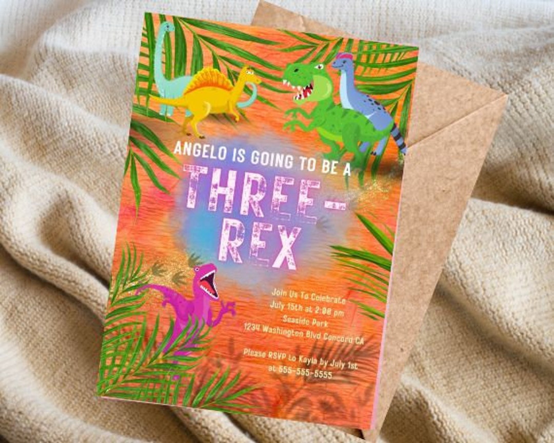 Digital Dinosaur Jungle Birthday Invitation, Gender Neutral, Digital ...