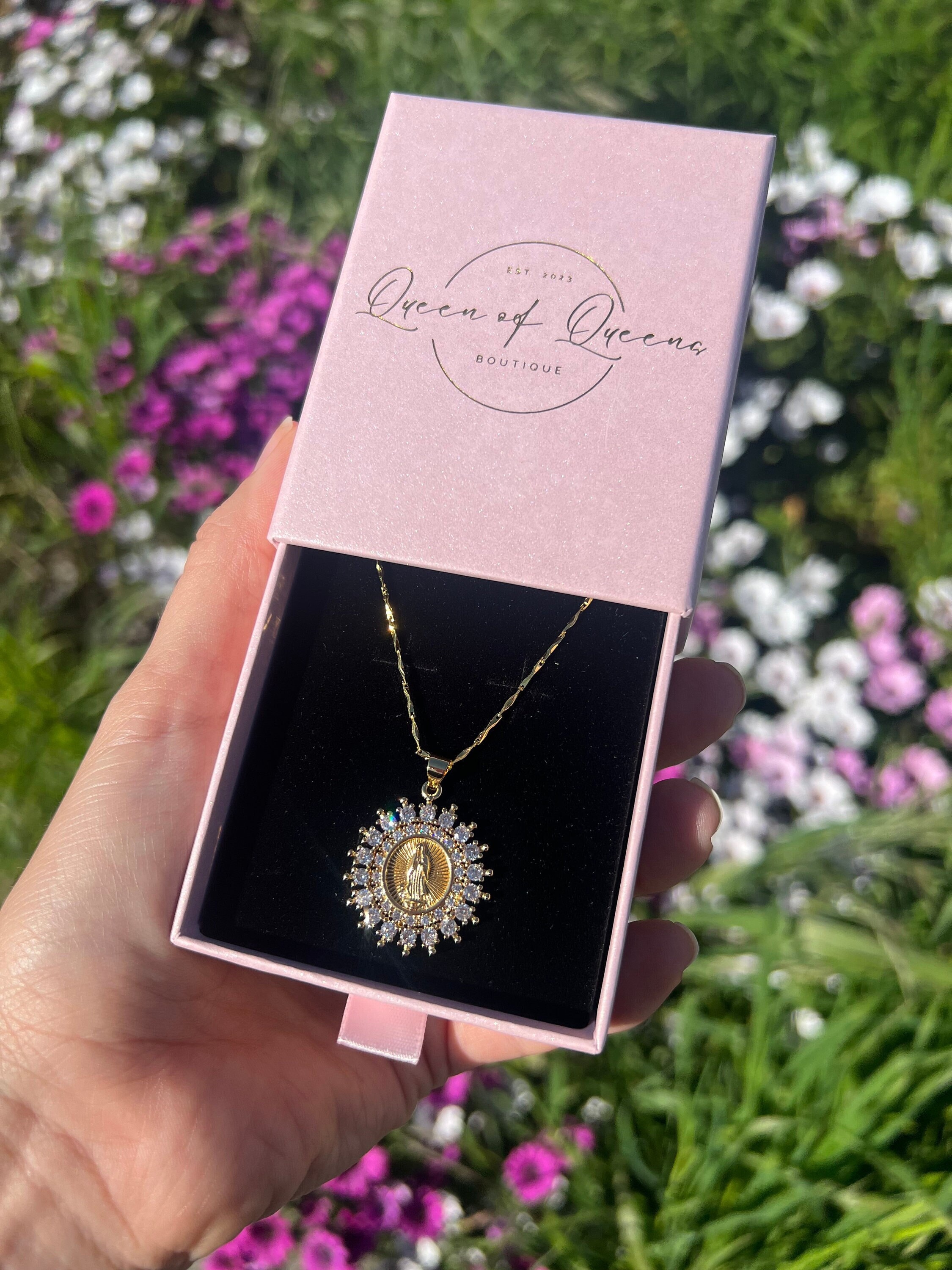 18k Sol Necklace, Virgen De Guadalupe, Zirconia Diamonds, Gifts for Her - Etsy