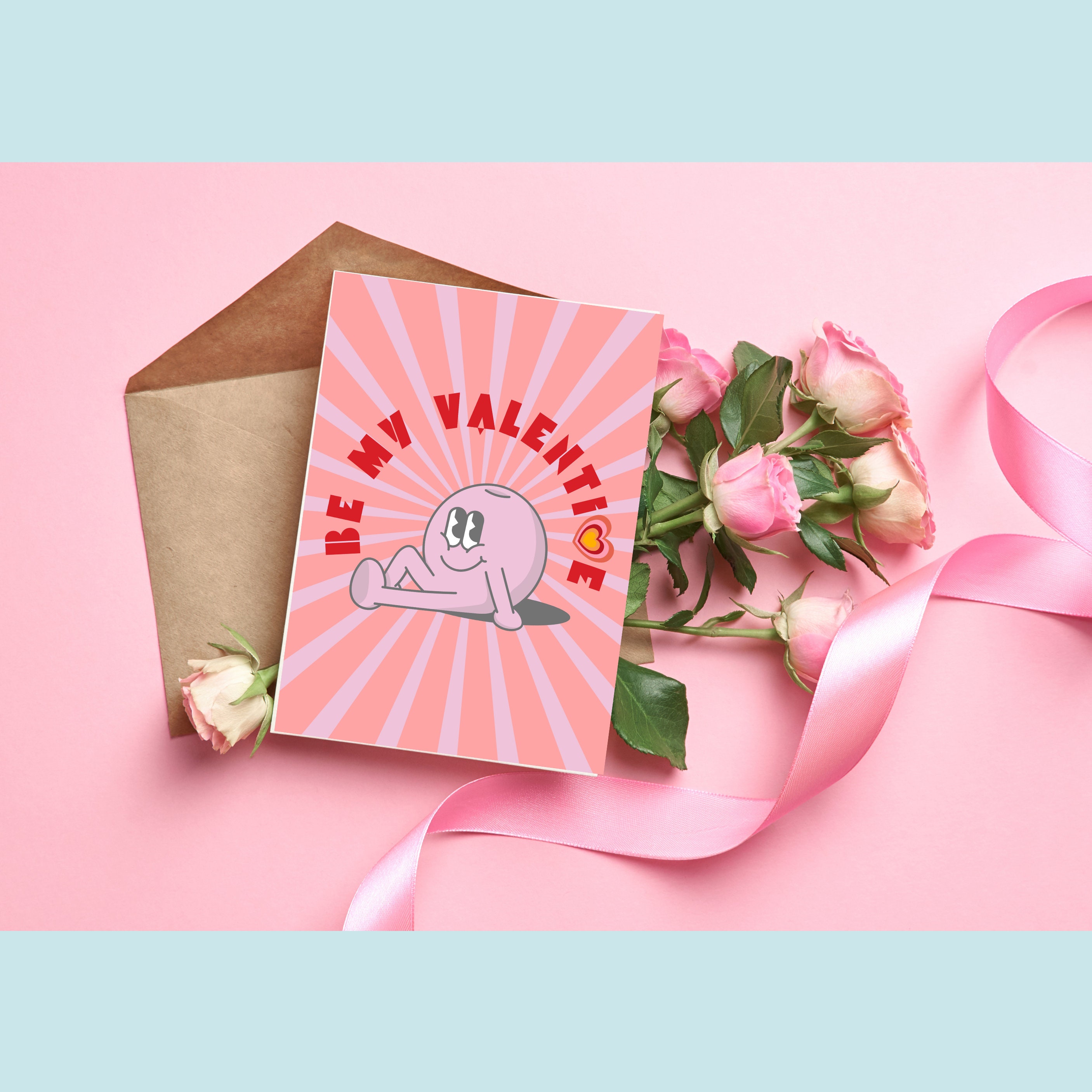 Printable Valentine Card, Instant Download , Cute Retro Valentine Card ...