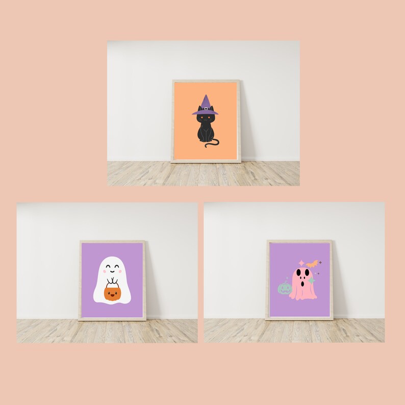 Cute and Creepy Retro Halloween Decor Set of 6prints,modern Halloween ...