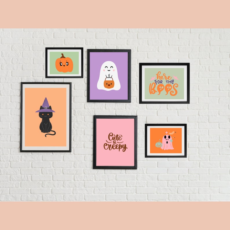 Cute and Creepy Retro Halloween Decor Set of 6prints,modern Halloween ...