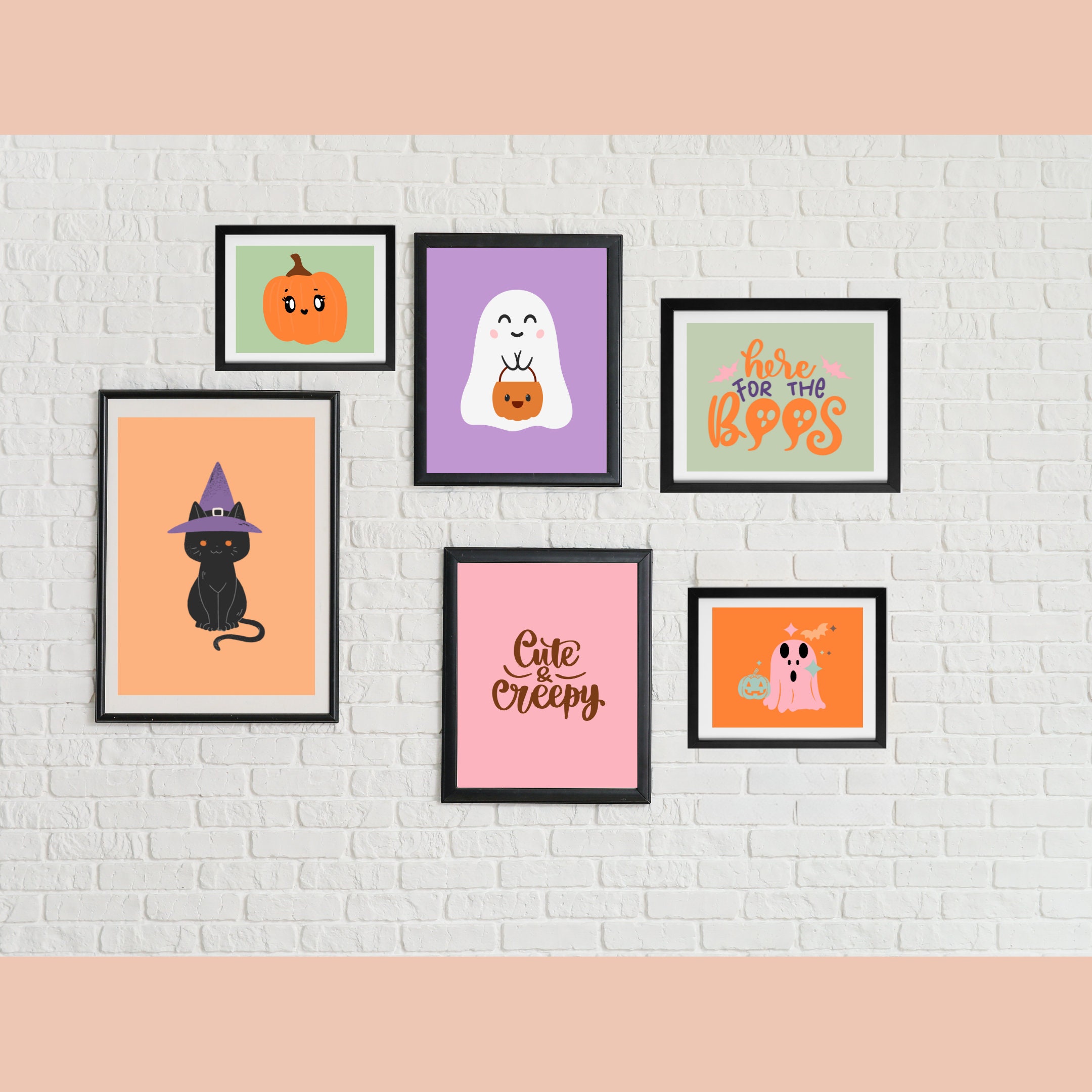 Cute and Creepy Retro Halloween Decor Set of 6prints,modern Halloween ...