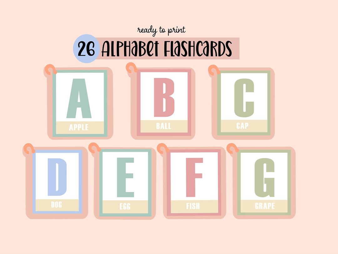 26 Alphabet Flash Cards Educational Cards A-Z Cards Learn - Etsy