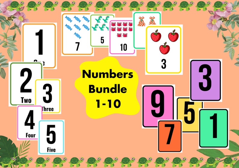 1-10 Flashcards for Kindergarten Math as Printable Montessori Materials ...