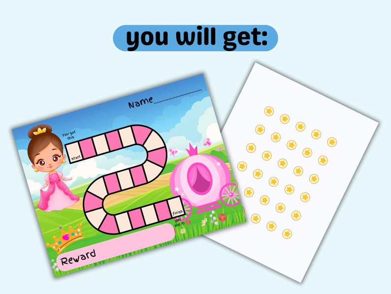 Princess Printable Reward Chart for Kids, Potty Training Chart for ...