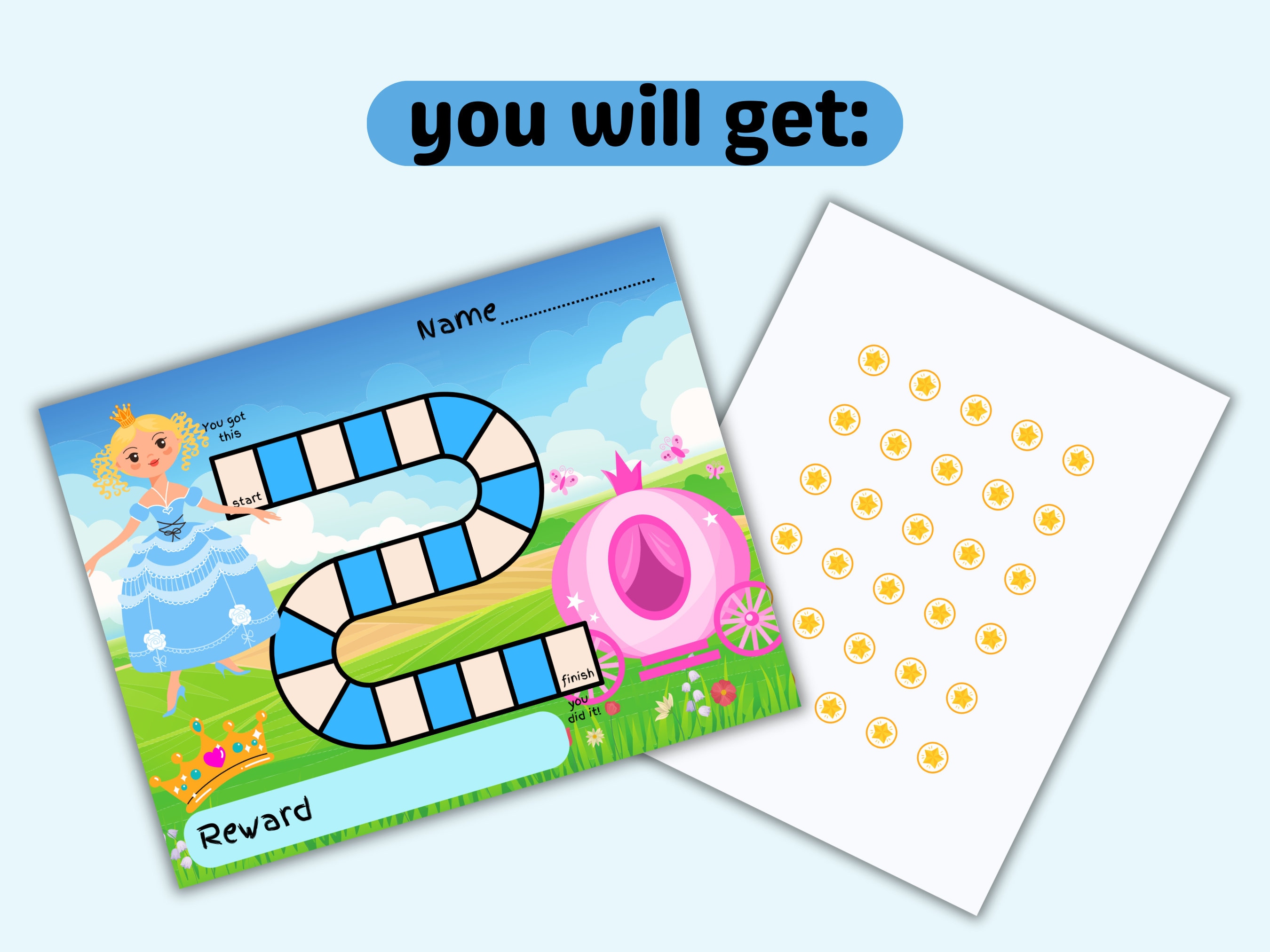Princess Printable Reward Chart for Kids Potty Training Chart - Etsy